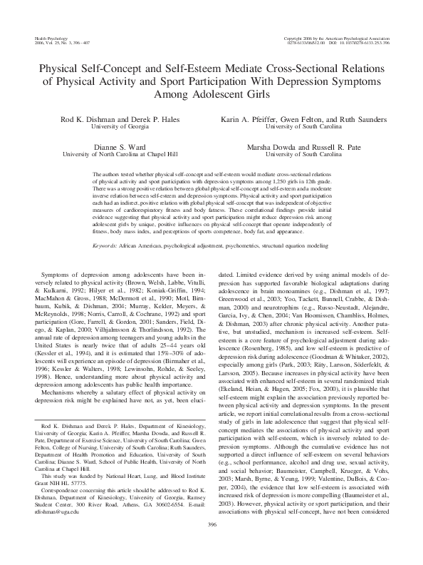 (PDF) Physical Self-Concept and Self-Esteem Mediate Cross-Sectional ...