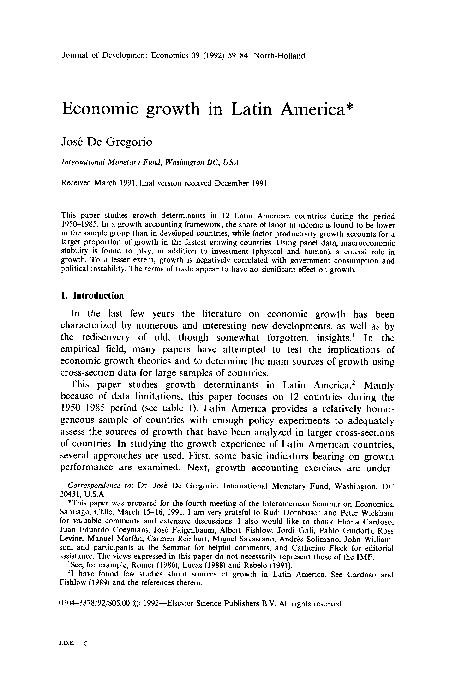 (PDF) Economic growth in Latin America