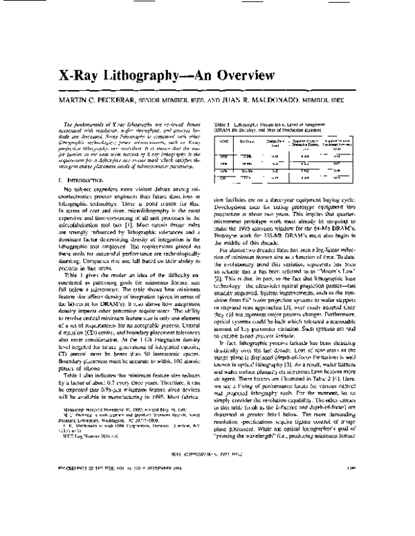 (PDF) X-ray lithography-an overview
