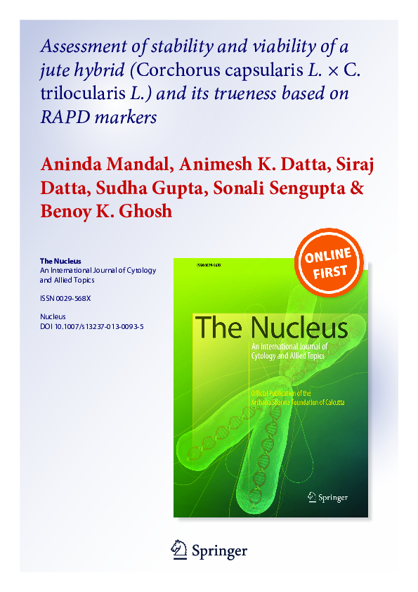 (PDF) PTC&B Construction of Genetic Map of Jute (Corchorus olitorius L.) Based on RAPD Markers ...