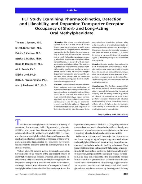 (PDF) PET Study Examining Pharmacokinetics, Detection and Likeability ...