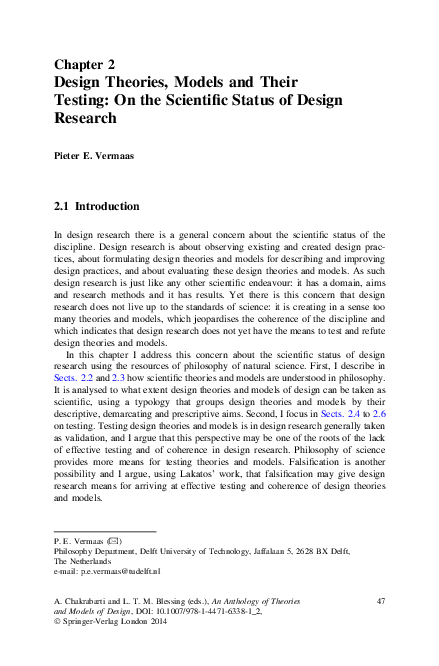 (PDF) Design Theories, Models and Their Testing: On the Scientific ...