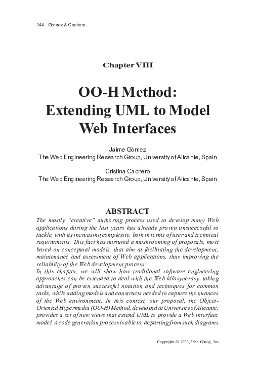Pdf Ooh Method Extending Uml To Model Web Interfaces 2603