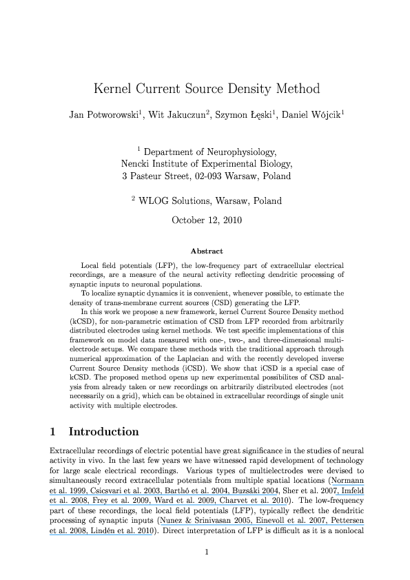 (PDF) Kernel current source density method