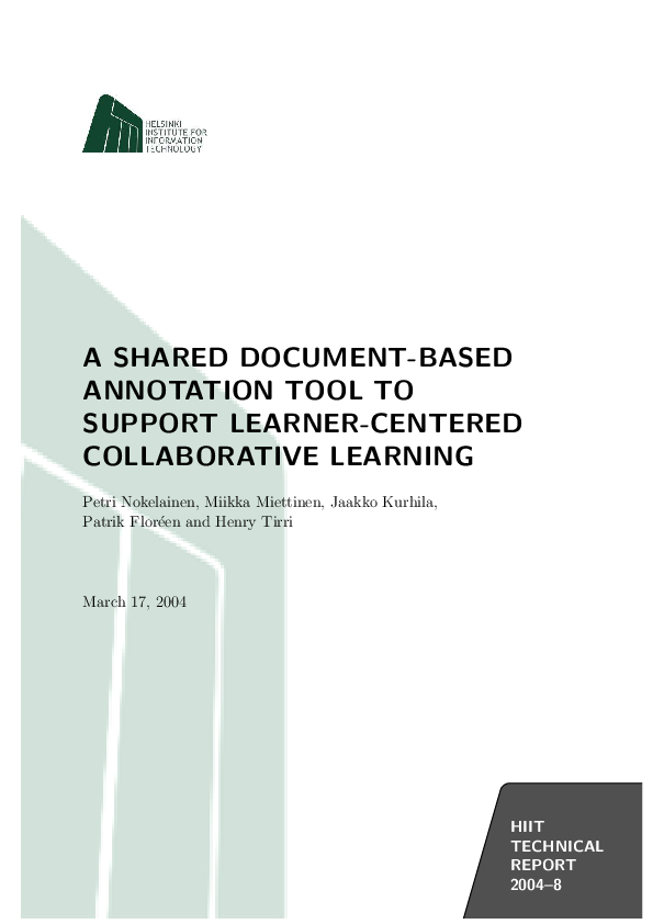 (PDF) A SHARED DOCUMENT-BASED ANNOTATION TOOL TO SUPPORT LEARNER ...