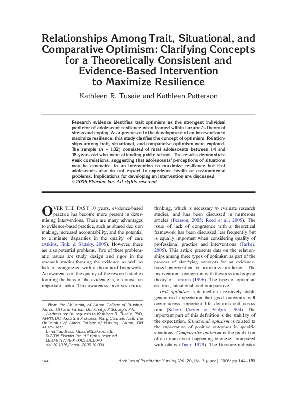 (PDF) Relationships Among Trait, Situational, and Comparative Optimism ...