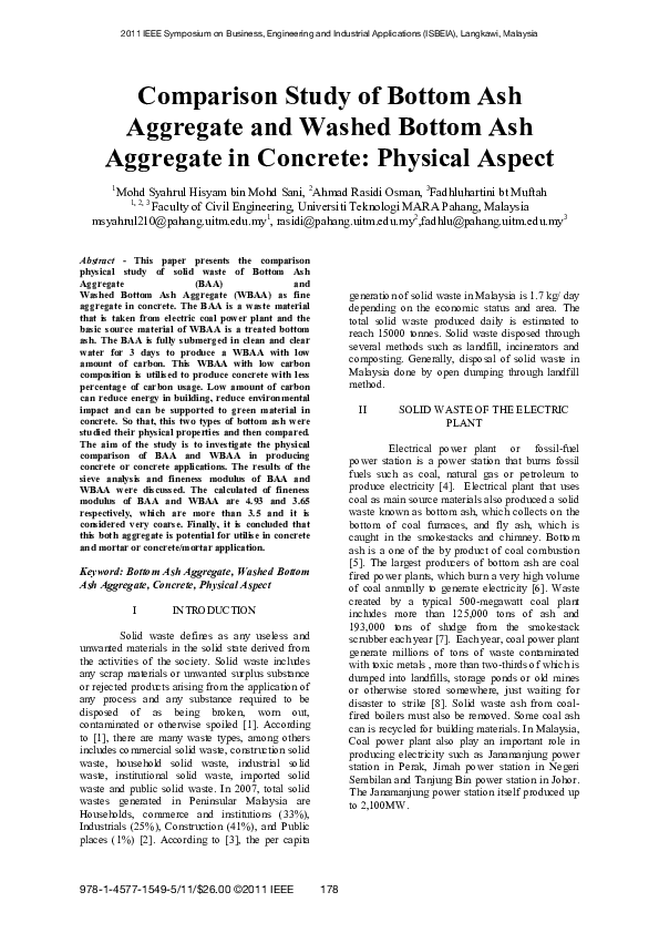 (PDF) Comparison study of Bottom Ash Aggregate and Washed Bottom Ash ...