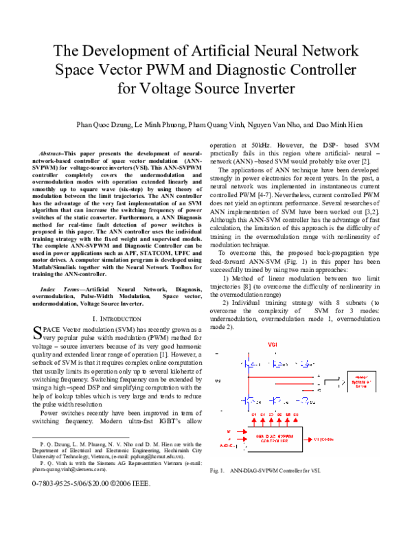 Pdf The Development Of Artificial Neural Network Space Vector Pwm And