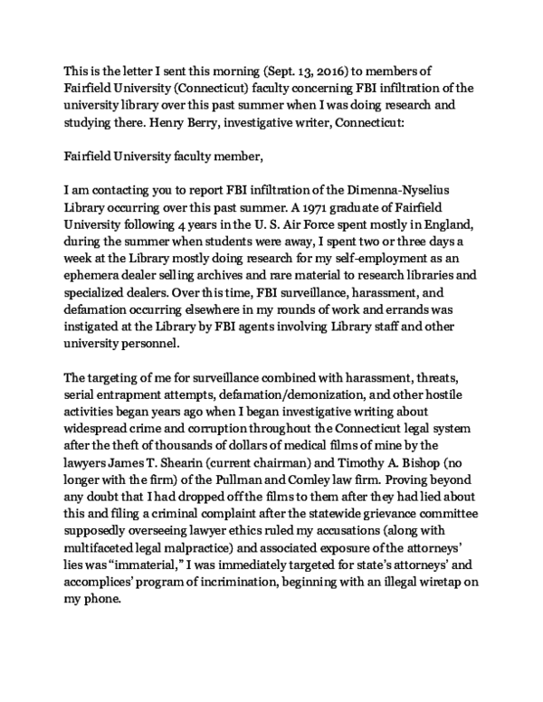 (PDF) FBI INFILTRATION AT FAIRFIELD UNIVERSITY LIBRARY | Henry Berry ...