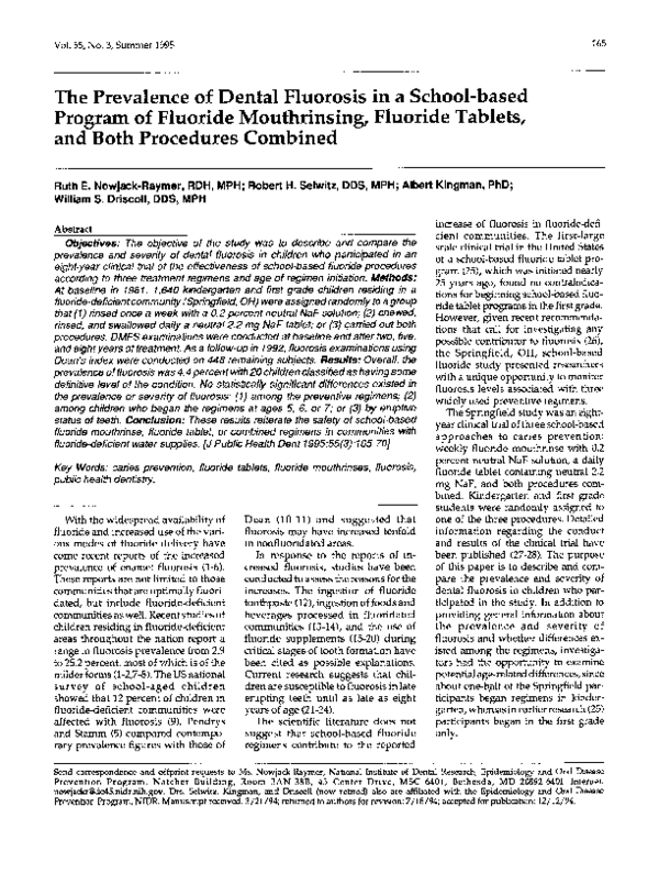 (PDF) The Prevalence of Dental Fluorosis in a School-based Program of ...