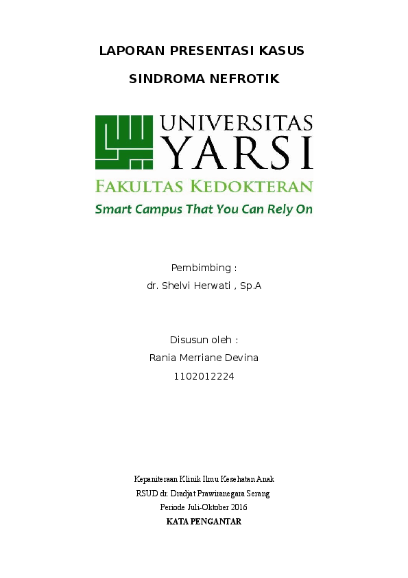 (DOC) LAPORAN PRESENTASI KASUS SINDROMA NEFROTIK