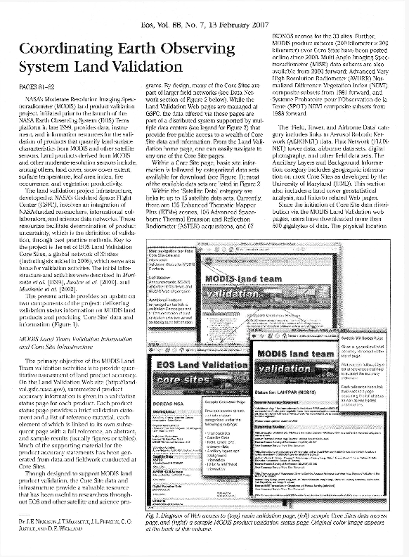 (PDF) Coordinating Earth Observing System Land Validation