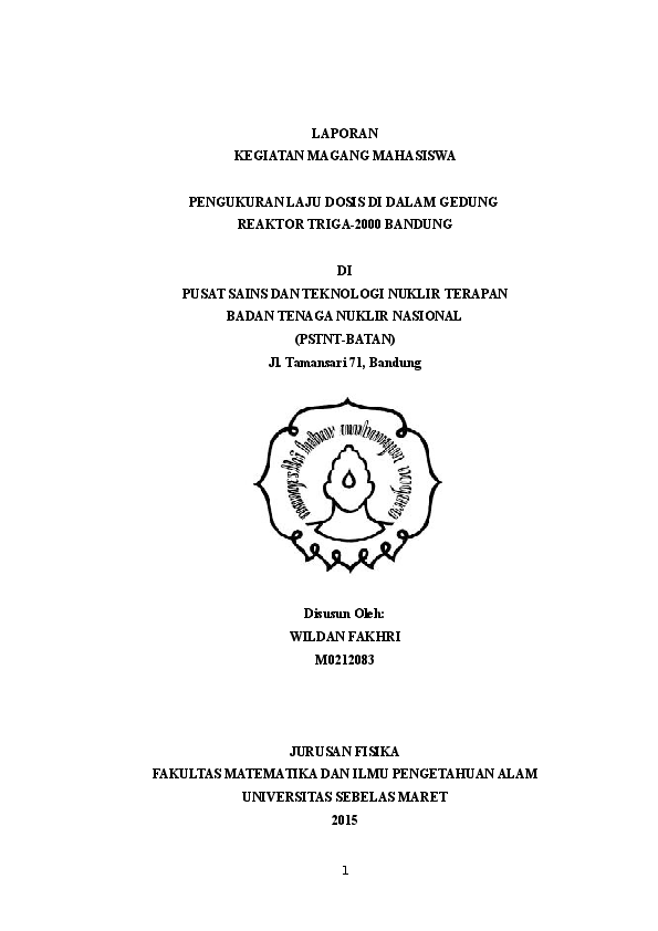 (DOC) Penelitian dosis radiasi di Batan Bandung
