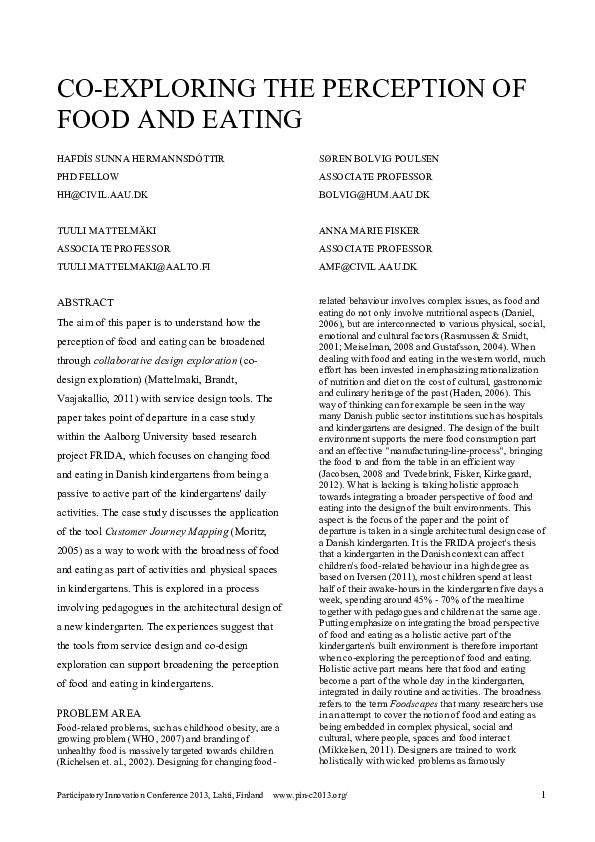 (PDF) Co-Exploring the Perception of Food and Eating