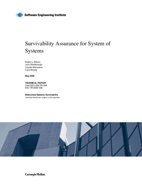 (PDF) Survivability assurance for system of systems