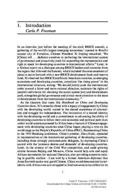 (PDF) Introduction - Handbook on China and Developing Countries]