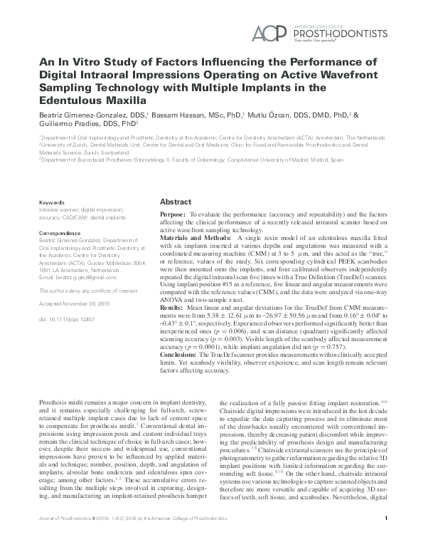(PDF) An In Vitro Study of Factors Influencing the Performance of ...