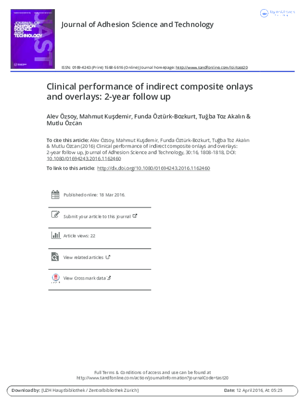 (PDF) Clinical performance of indirect composite onlays and overlays: 2 ...