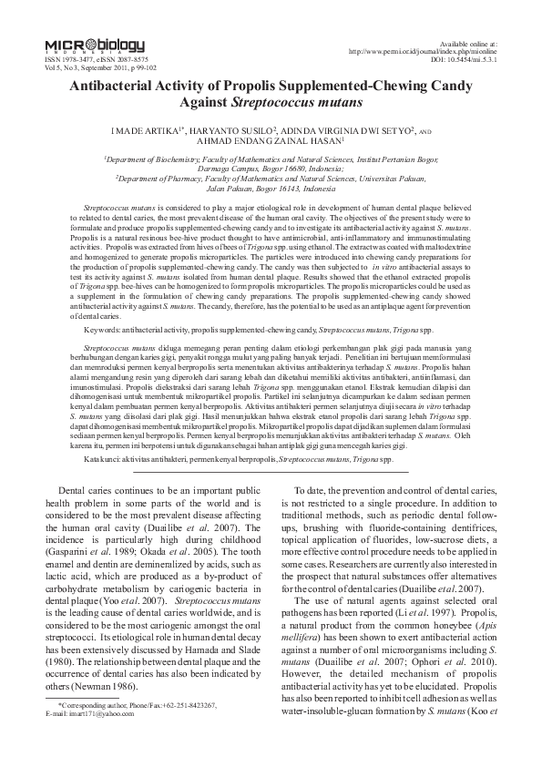 (PDF) Antibacterial Activity of Propolis Supplemented-Chewing Candy ...