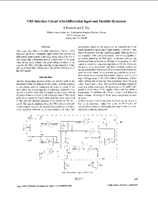 (PDF) VRS interface circuit with differential input and variable hysteresis