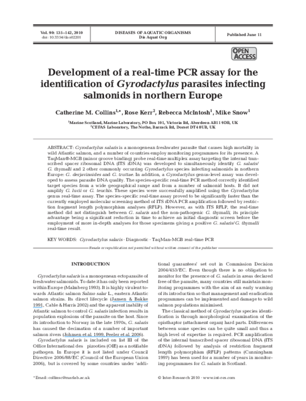 (PDF) Development of a real-time PCR assay for identification and ...