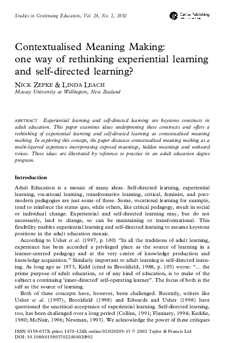 (PDF) Contextualised Meaning Making: One way of rethinking experiential ...