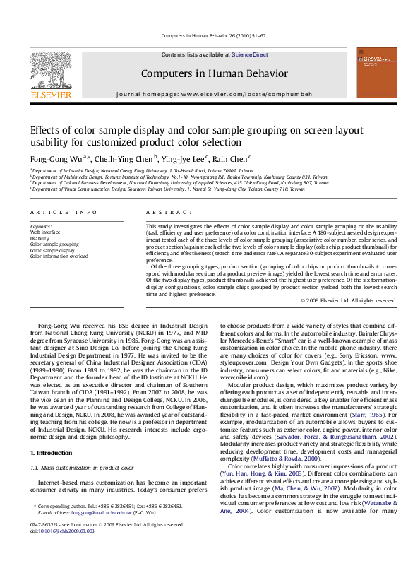 (PDF) Effects of color sample display and color sample grouping on ...