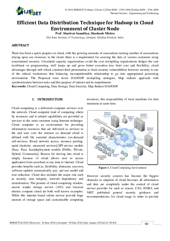 Pdf Efficient Data Distribution Technique For Hadoop In Cloud Environment Of Cluster Node