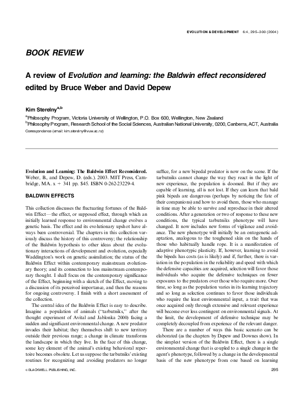 (PDF) A review of Evolution and learning: the Baldwin effect ...
