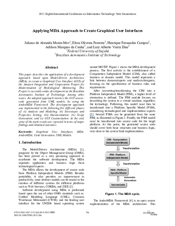 (PDF) Applying MDA Approach to Create Graphical User Interfaces (PDF) Applying MDA Approach to Create Graphical User Interfaces
