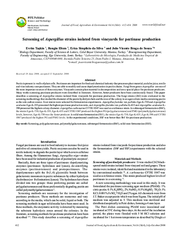 (PDF) Screening of Aspergillus strains isolated from vineyards for ...