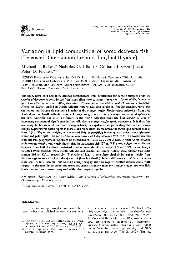 (PDF) Variation in lipid composition of some deep-sea fish (Teleostei ...