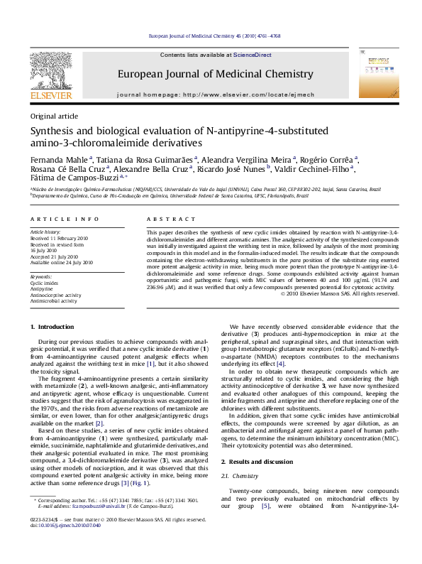 (PDF) Synthesis and antibacterial activity of citraconimides | Rogério Corrêa - Academia.edu