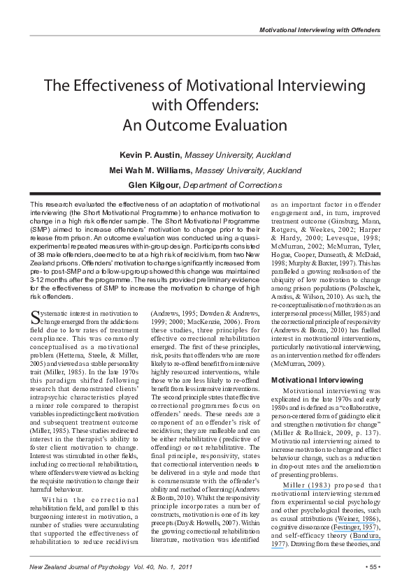 (PDF) The Effectiveness of Motivational Interviewing with Offenders: An ...