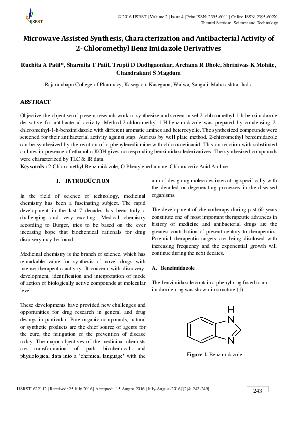 (PDF) Microwave Assisted Synthesis, Characterization and Antibacterial Activity of 2 ...