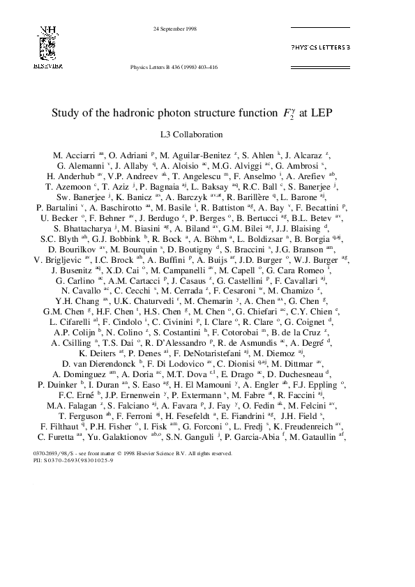 (PDF) Study of the hadronic photon structure function Fγ2 at LEP