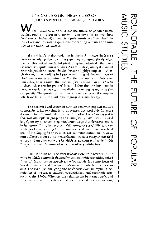 (PDF) ROUNDTABLE: THE FUTURE OF POPULAR MUSIC STUDIES
