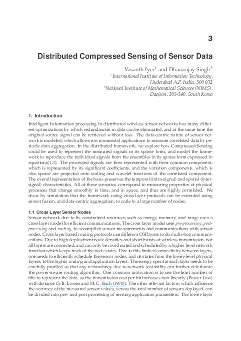 (PDF) Distributed Compressed Sensing of Sensor Data