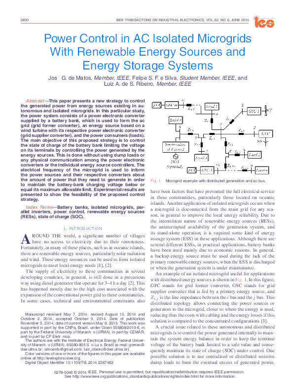 (PDF) Power Control in AC Isolated Microgrids with Renewable Energy Sources and Energy Storage ...
