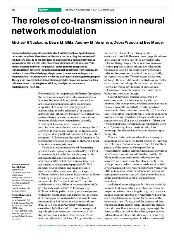(PDF) The roles of co-transmission in neural network modulation