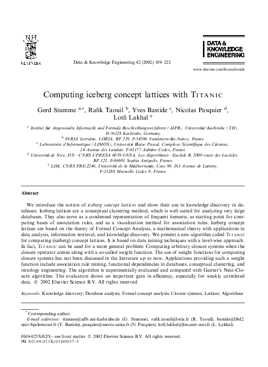(PDF) Computing iceberg concept lattices with T ITANIC