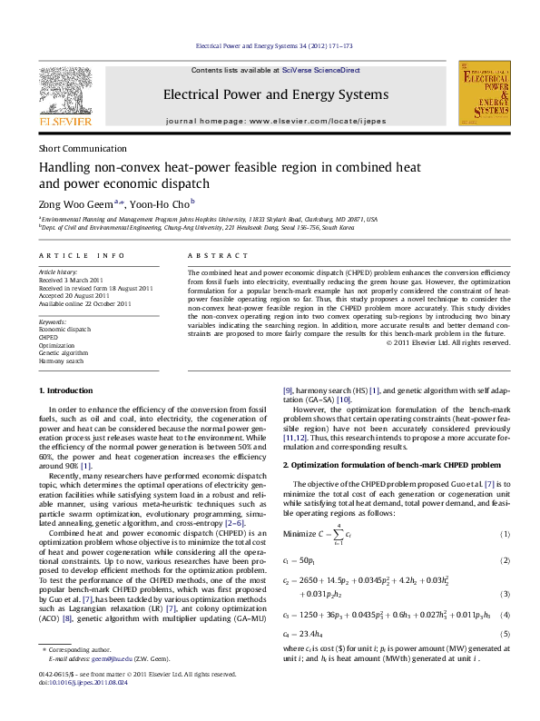 Pdf Handling Non Convex Heat Power Feasible Region In Combined Heat