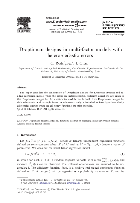 (PDF) D-optimum designs in multi-factor models with heteroscedastic errors