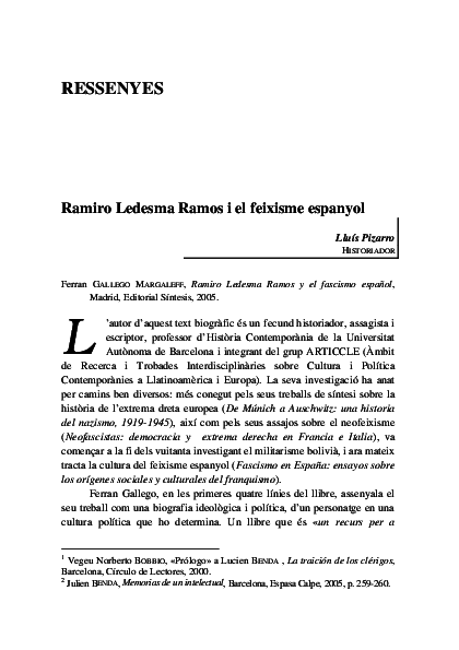 (PDF) Ramiro Ledesma Ramos i el feixisme espanyol