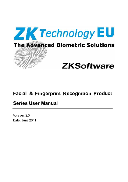 (PDF) Facial & Fingerprint Recognition Product Series User Manual ...
