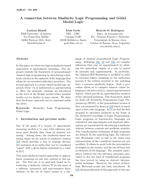 (PDF) A connection between Similarity Logic Programming and Gödel Modal ... (PDF) A connection between Similarity Logic Programming and Gödel Modal ...