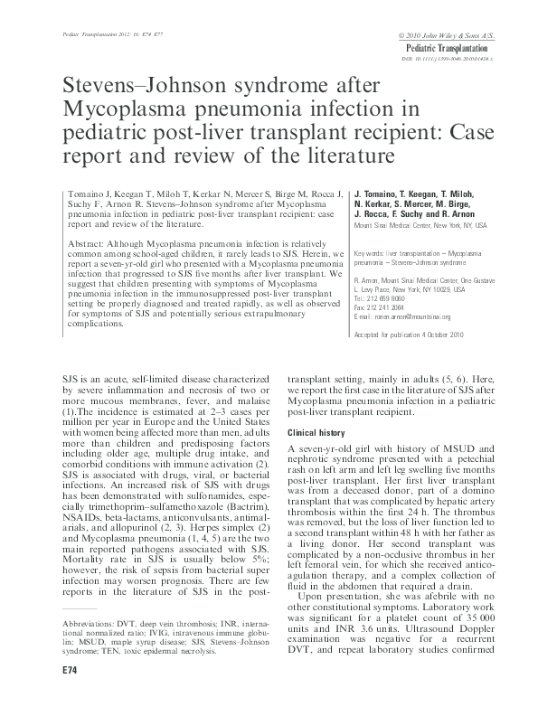 (PDF) Mycoplasma pneumoniae-Induced-Stevens Johnson Syndrome: Rare ...