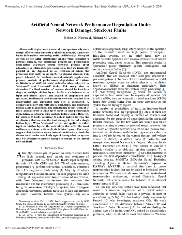 (PDF) Artificial neural network performance degradation under network ...