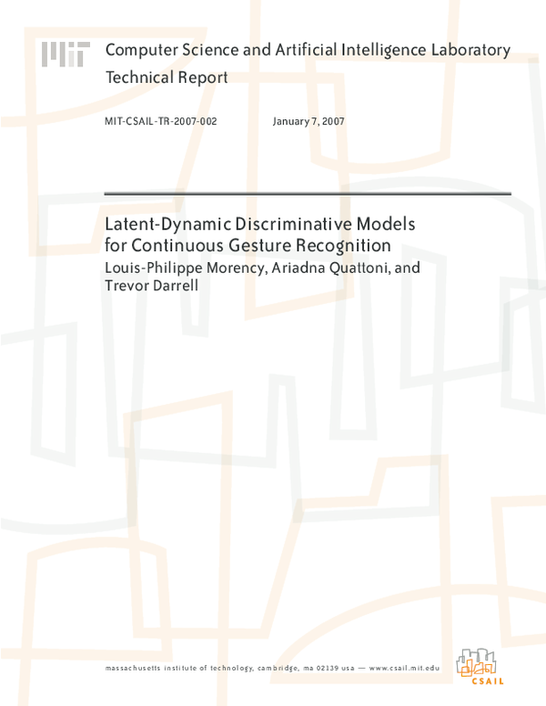 (PDF) Latent-dynamic discriminative models for continuous gesture recognition