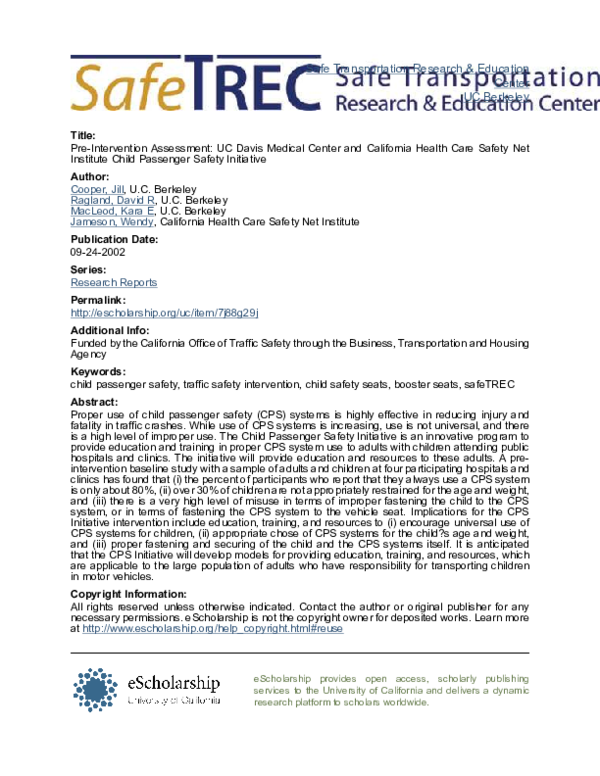 (PDF) Pre-Intervention Assessment: UC Davis Medical Center and ...